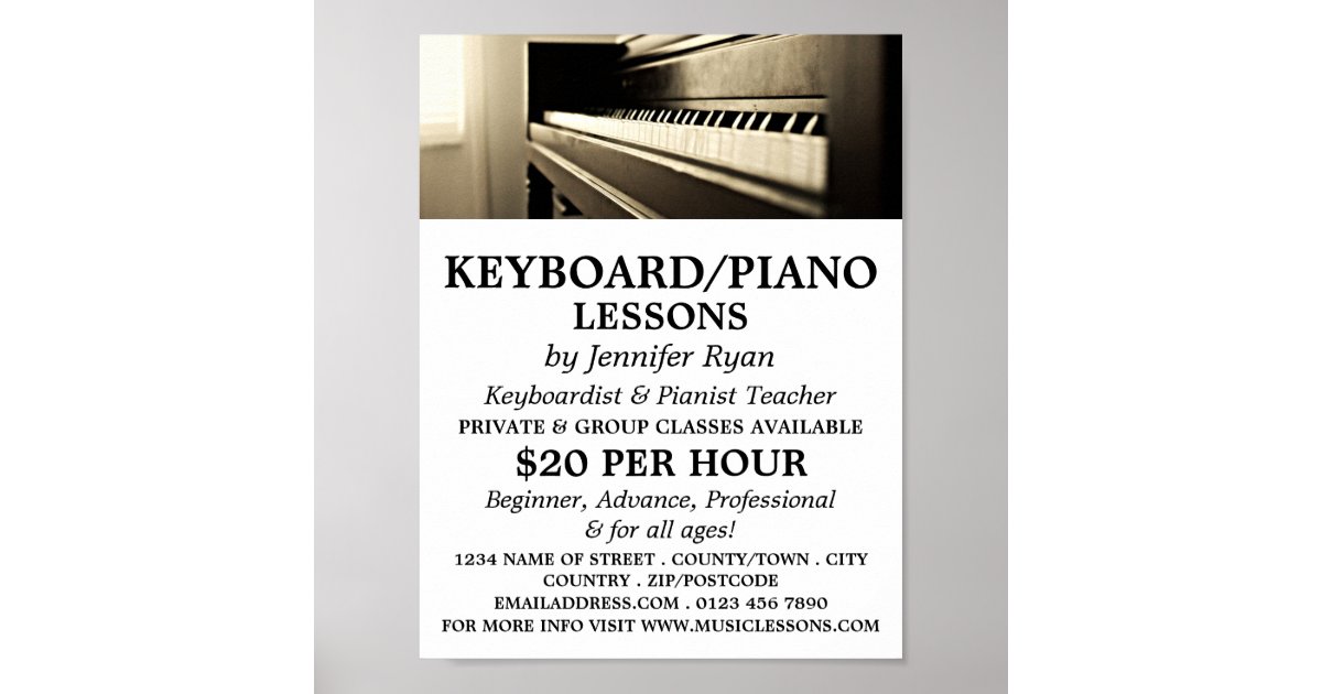 Classic Piano, Keyboard, Piano Lessons Poster | Zazzle