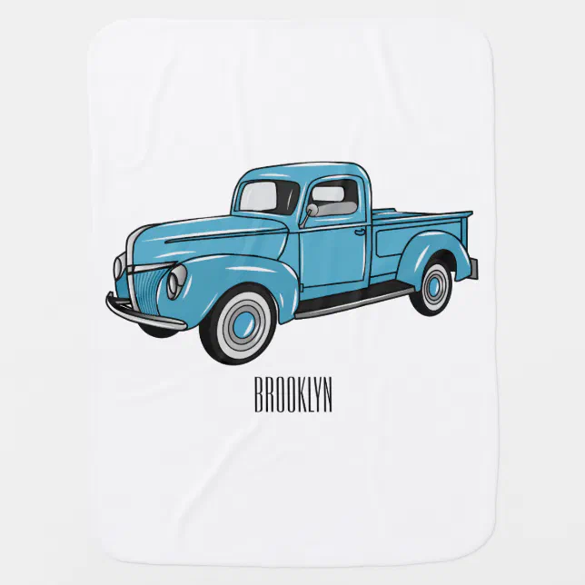 Classic pick up truck cartoon illustration baby blanket | Zazzle