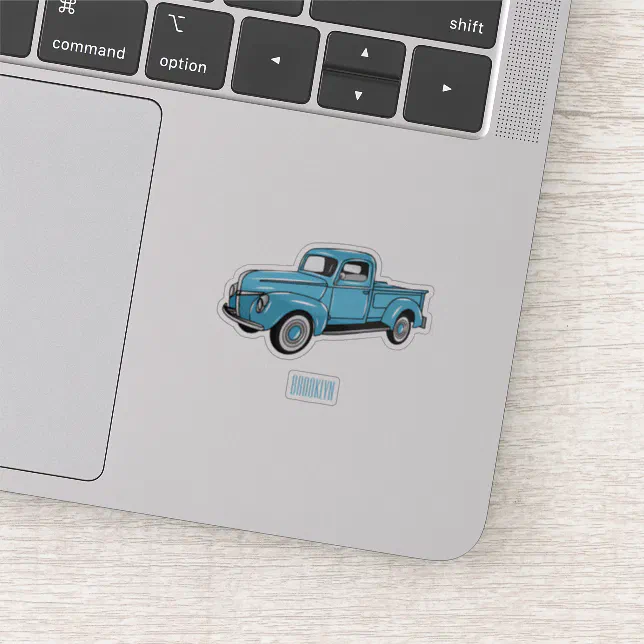 Classic pick up truck cartoon illustration sticker | Zazzle