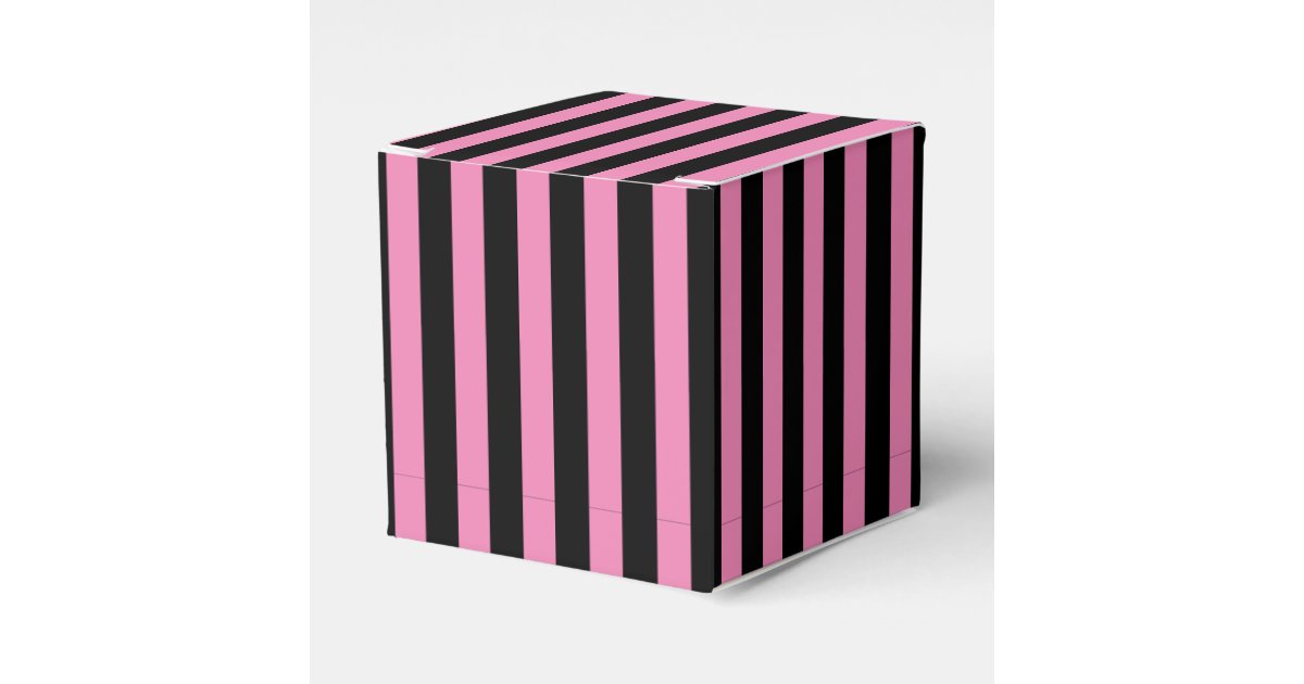 Classic Pink and Black Vertical Stripes Favor Boxes | Zazzle