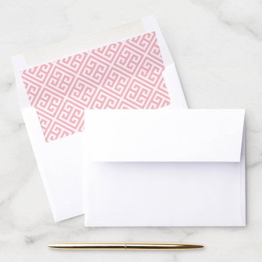 Classic Pink And White Greek Key Envelope Liner | Zazzle.com