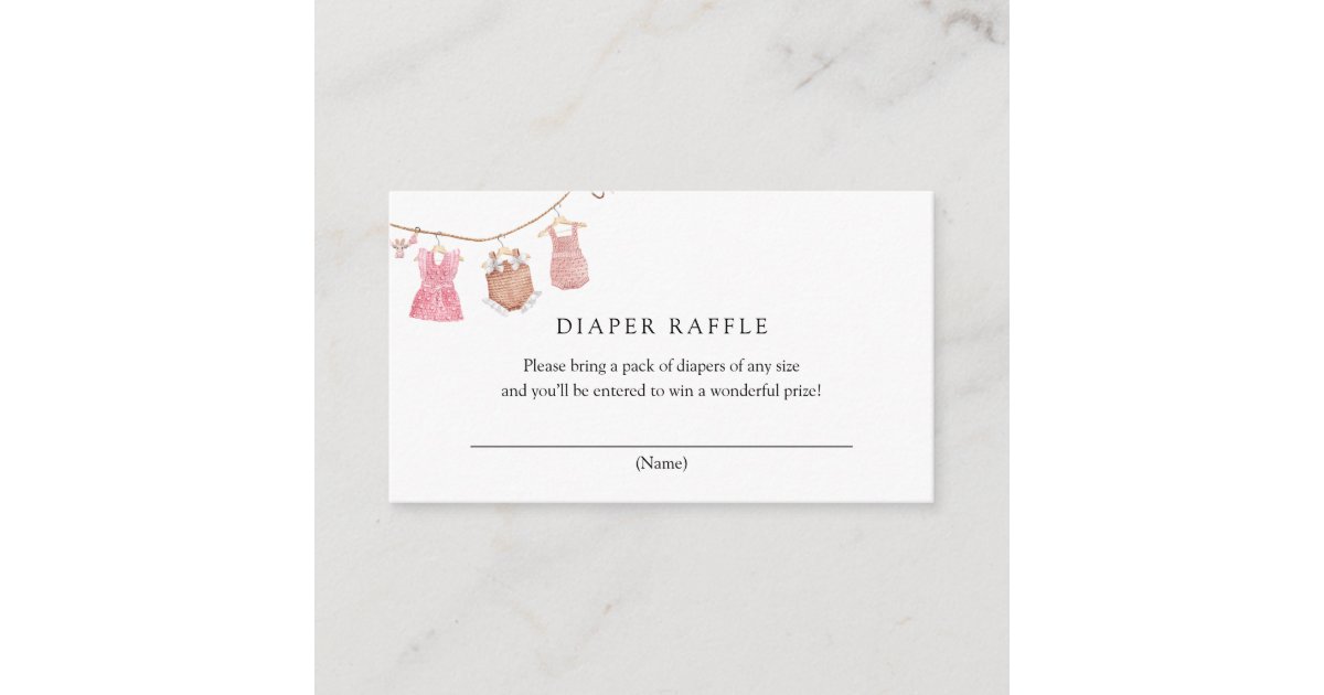 Classic Pink Baby Diaper Raffle Card | Zazzle