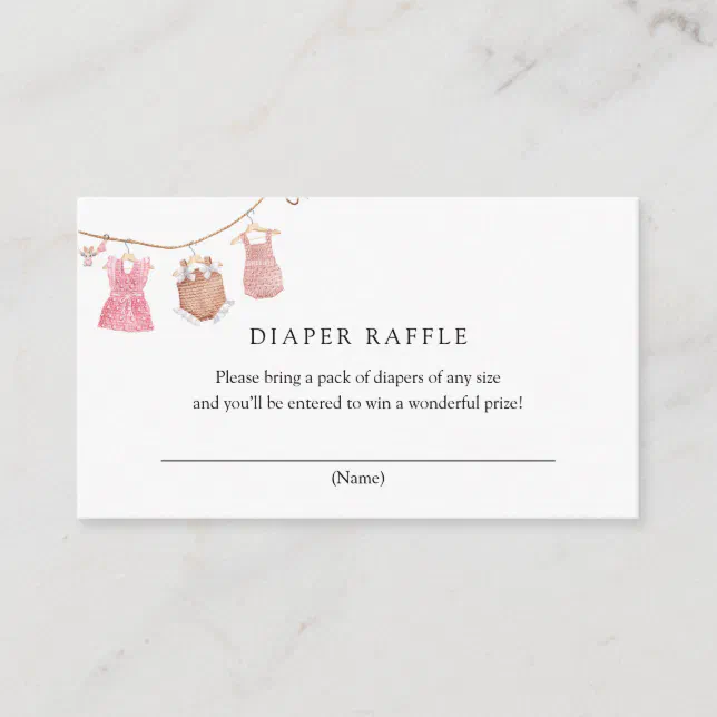 Classic Pink Baby Diaper Raffle Card | Zazzle