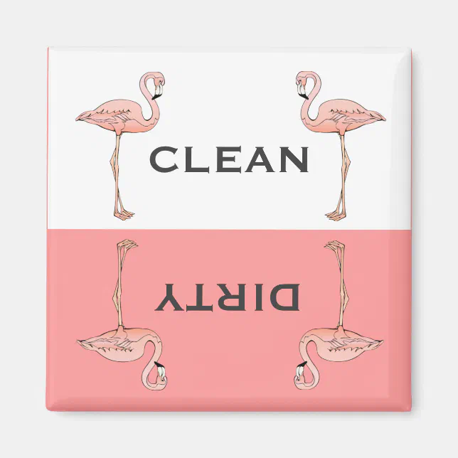 Classic Pink Flamingo Clean Dirty Dishwasher Magnet | Zazzle