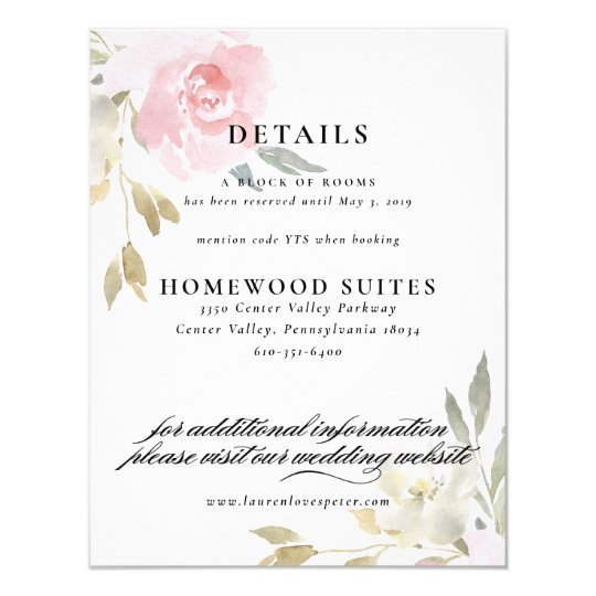 Classic Pink Floral Wedding Guest Information Card | Zazzle.com