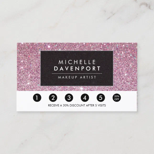 Classic Pink Glitter Salon Loyalty Punch Card | Zazzle