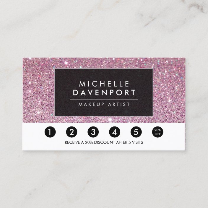Classic Pink Glitter Salon Loyalty Punch Card | Zazzle.com