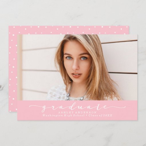 Classic Pink Graduation Announcement | Zazzle
