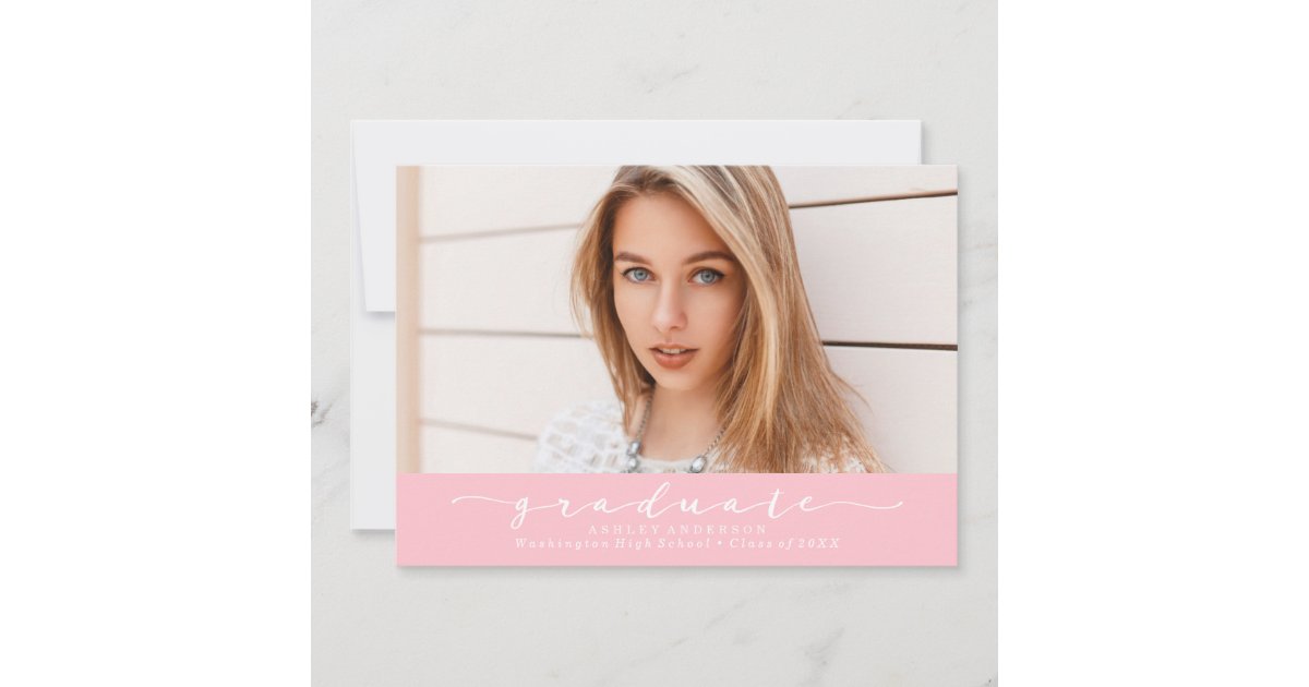 Classic Pink Graduation Announcement | Zazzle