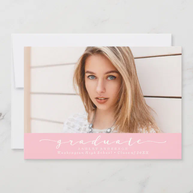 Classic Pink Graduation Announcement | Zazzle