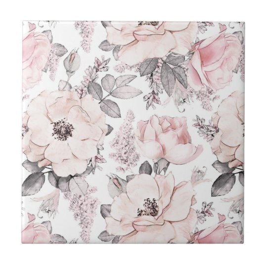 Classic Pink & Gray Pattern Ceramic Tile | Zazzle.com