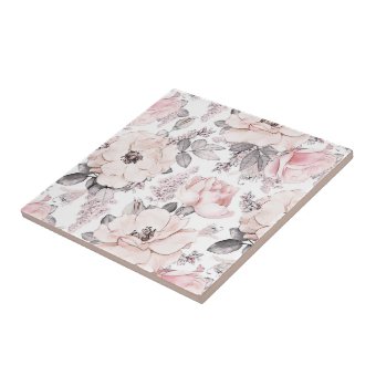 Classic Pink & Gray Pattern Ceramic Tile | Zazzle