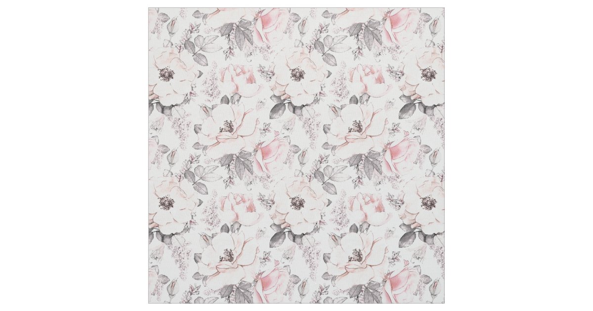 Classic Pink & Gray Pattern Fabric | Zazzle