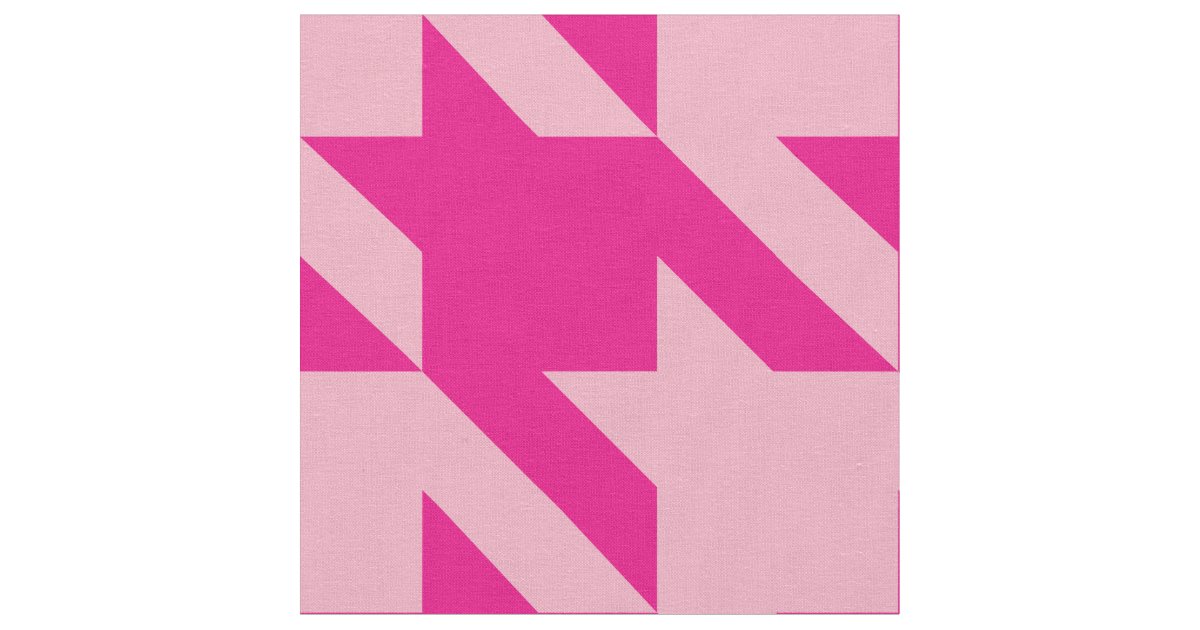 Classic Pink Houndstooth Fabric | Zazzle