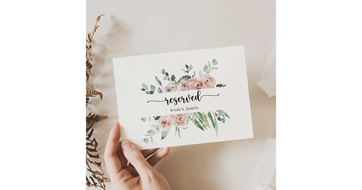 Classic Pink Rose Floral Wedding Reserved Sign | Zazzle
