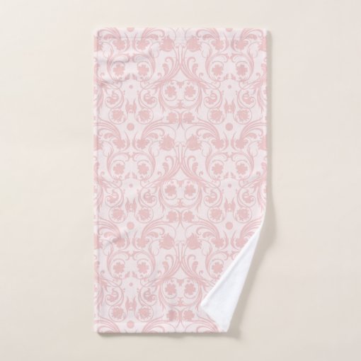 Classic Pink & White Damask Pattern Bath Towel Set | Zazzle