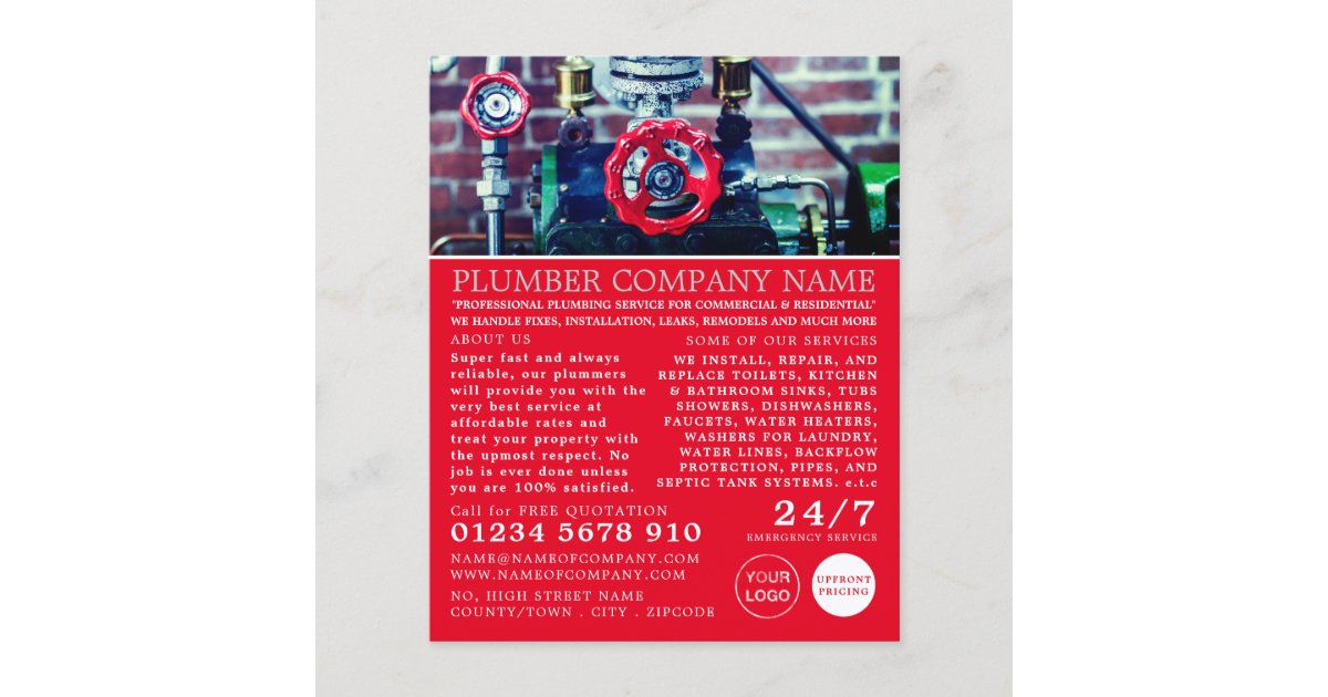 Classic Pipes, Plumber, Plumbing Advertising Flyer | Zazzle