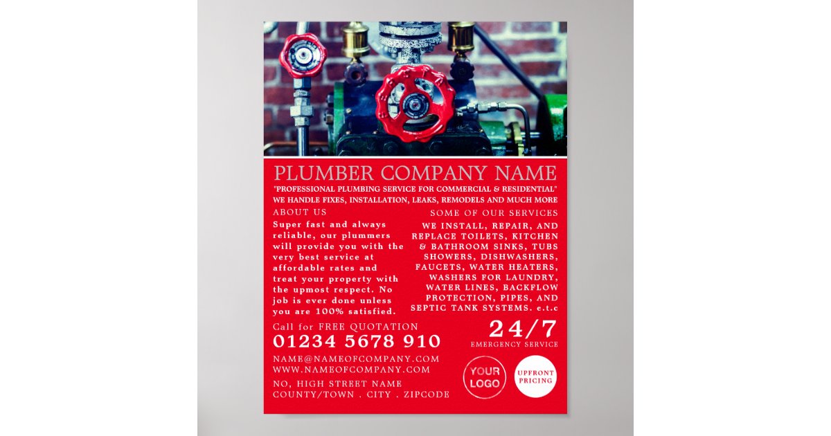 Classic Pipes, Plumber, Plumbing Advertising Poster | Zazzle