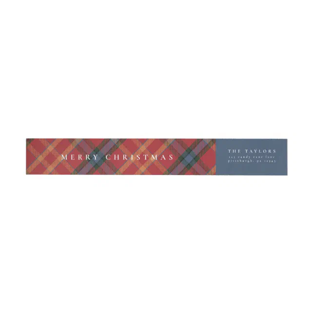Classic Plaid Christmas Wrap Around Address Label | Zazzle