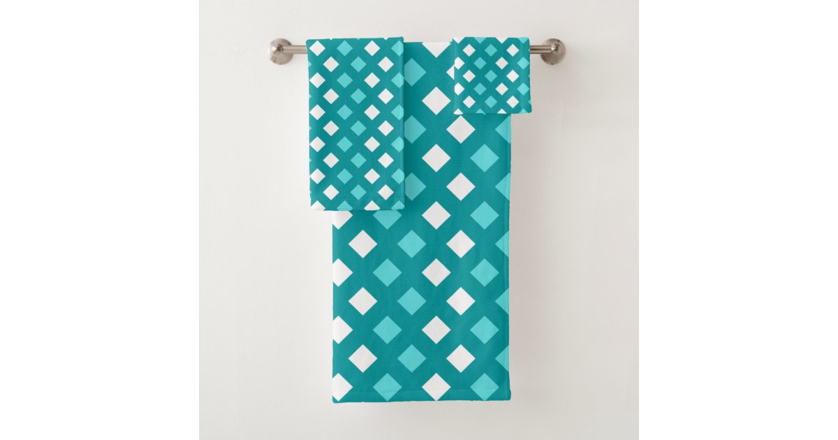 Classic Plaid Dark Turquoise Bathroom Towel Set | Zazzle