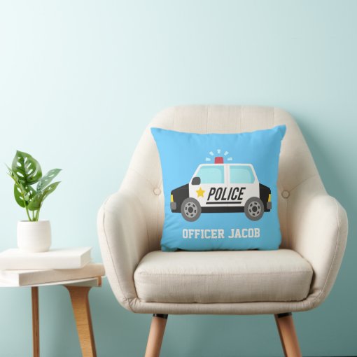 Classic Police Car with Siren For Boys Room Throw Pillow | Zazzle
