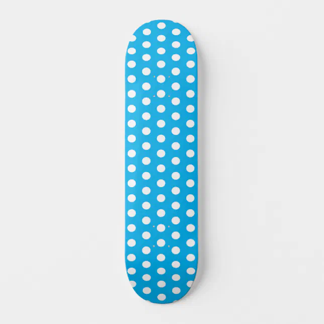Classic Polka Dots Sky Blue and White Skateboard | Zazzle
