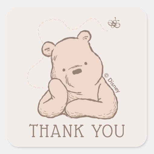 Classic Pooh | Birthday Thank You Square Sticker | Zazzle