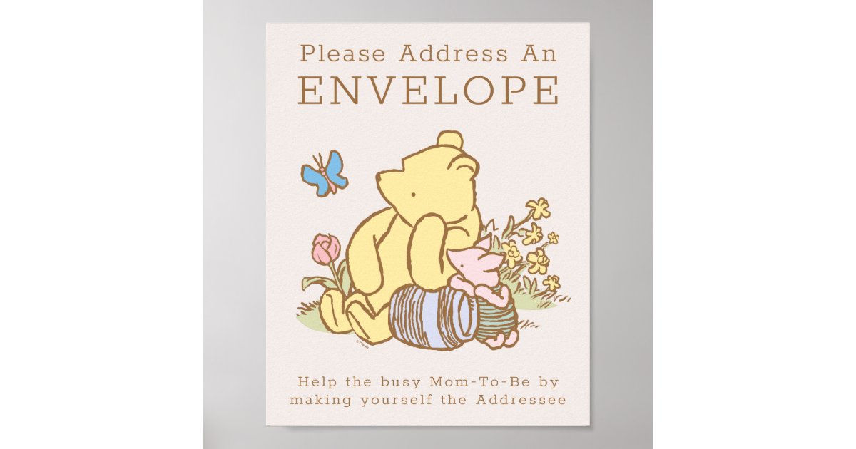 Classic Pooh & Piglet Baby Shower Poster | Zazzle