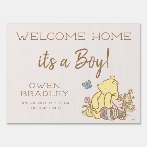 Classic Pooh & Piglet | Welcome Baby Sign | Zazzle