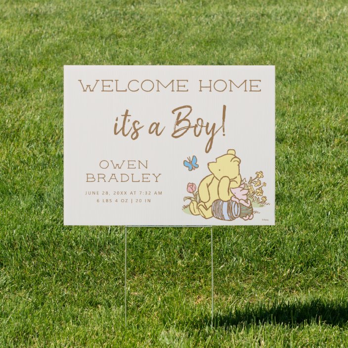Classic Pooh & Piglet | Welcome Baby Sign | Zazzle.com