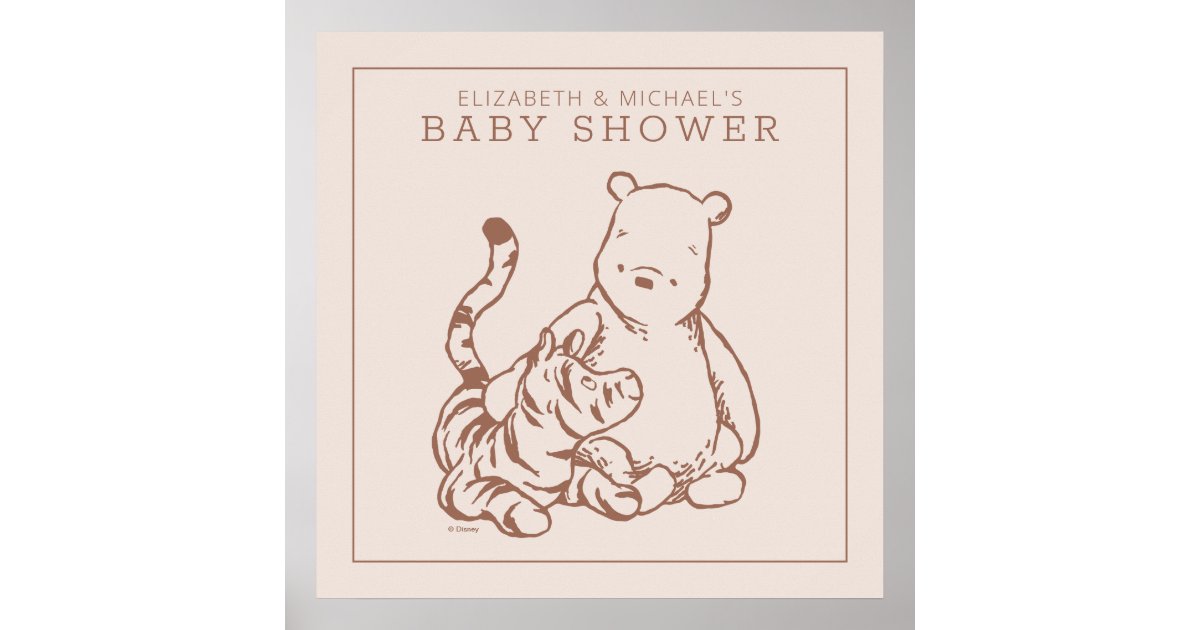 Classic Pooh & Tigger Baby Shower Poster | Zazzle