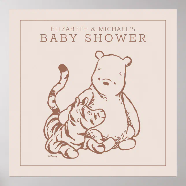 Classic Pooh & Tigger Baby Shower Poster | Zazzle