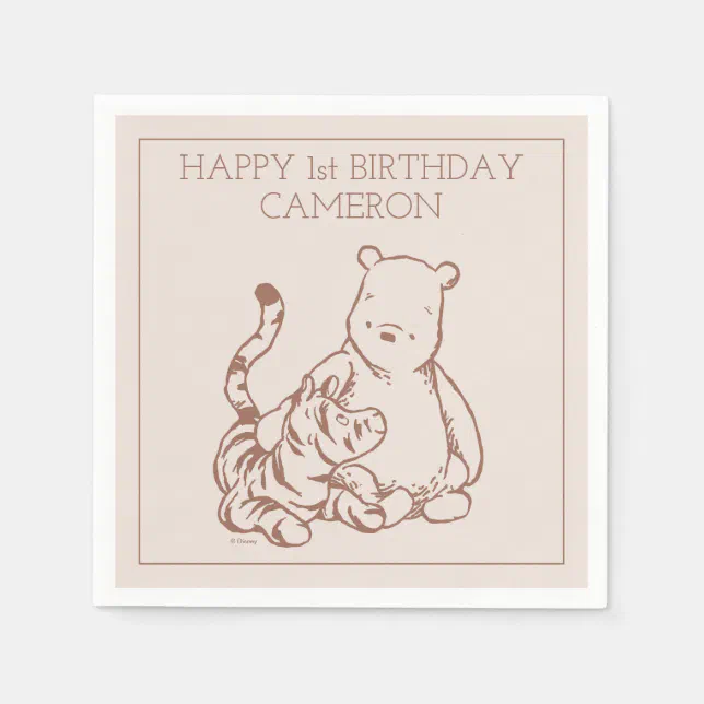 Classic Pooh & Tigger First Birthday Napkins | Zazzle