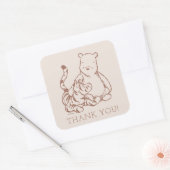 Classic Pooh & Tigger First Birthday Thank You Square Sticker | Zazzle