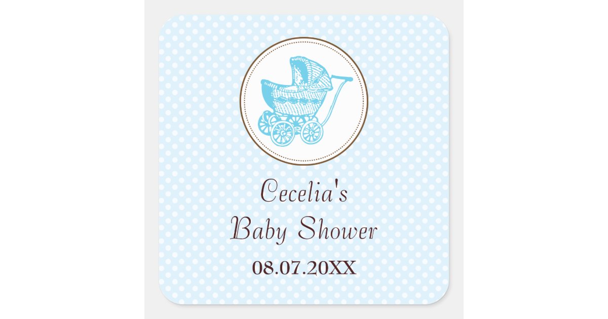 Classic Pram Baby Shower Sticker | Zazzle
