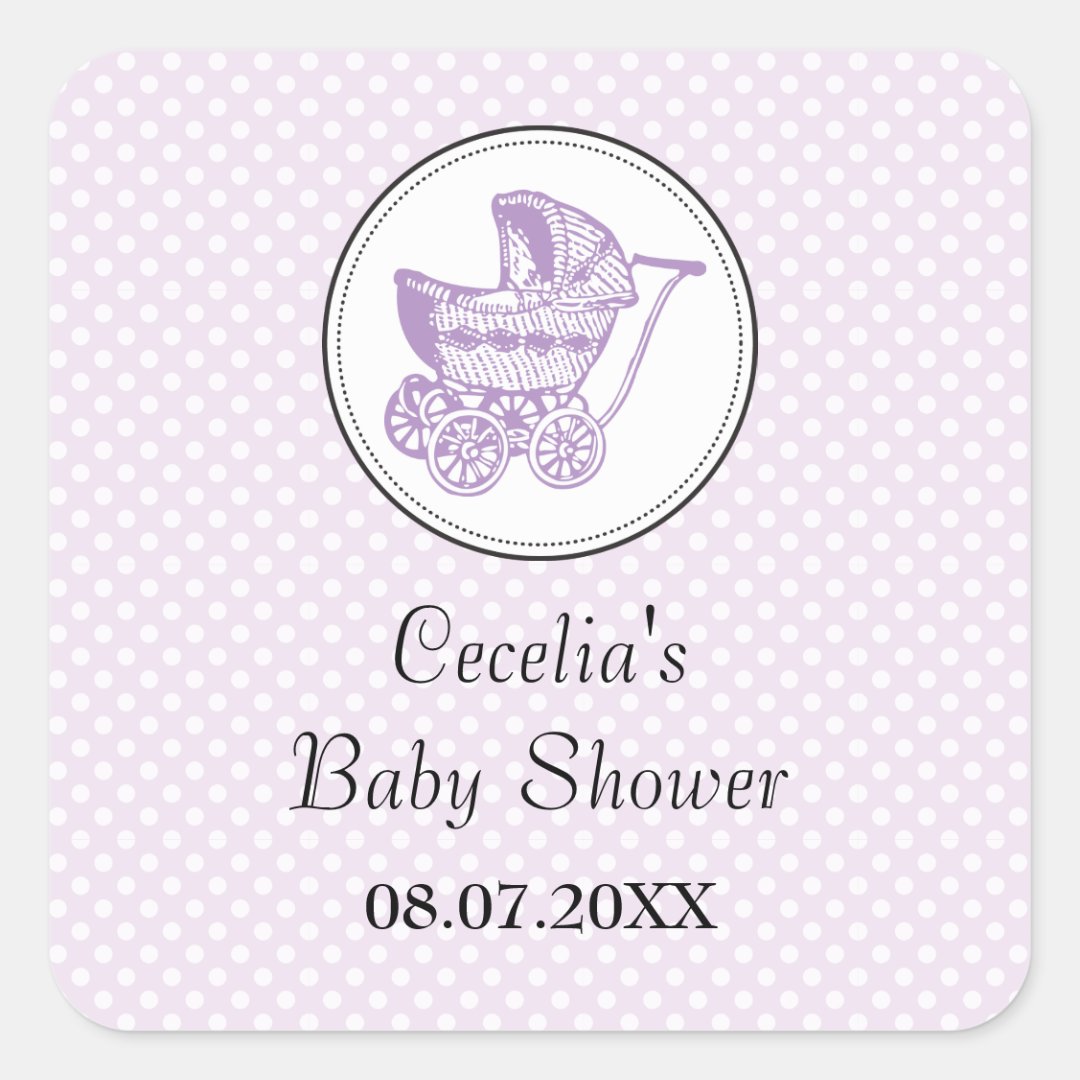 Classic Pram Baby Shower Sticker | Zazzle