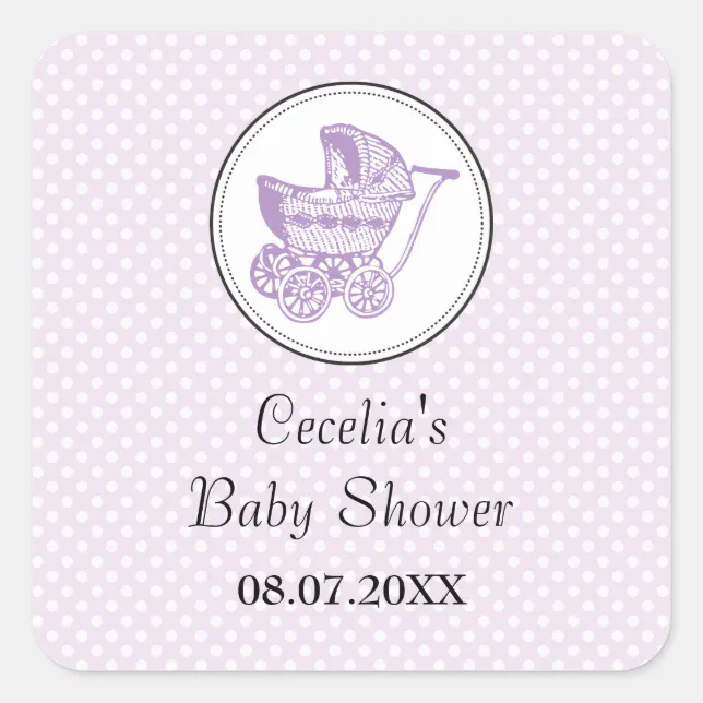 Classic Pram Baby Shower Sticker | Zazzle