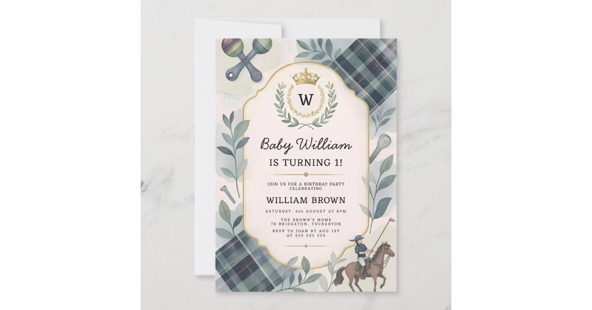 Classic Preppy Charm 1st Birthday Invitation | Zazzle