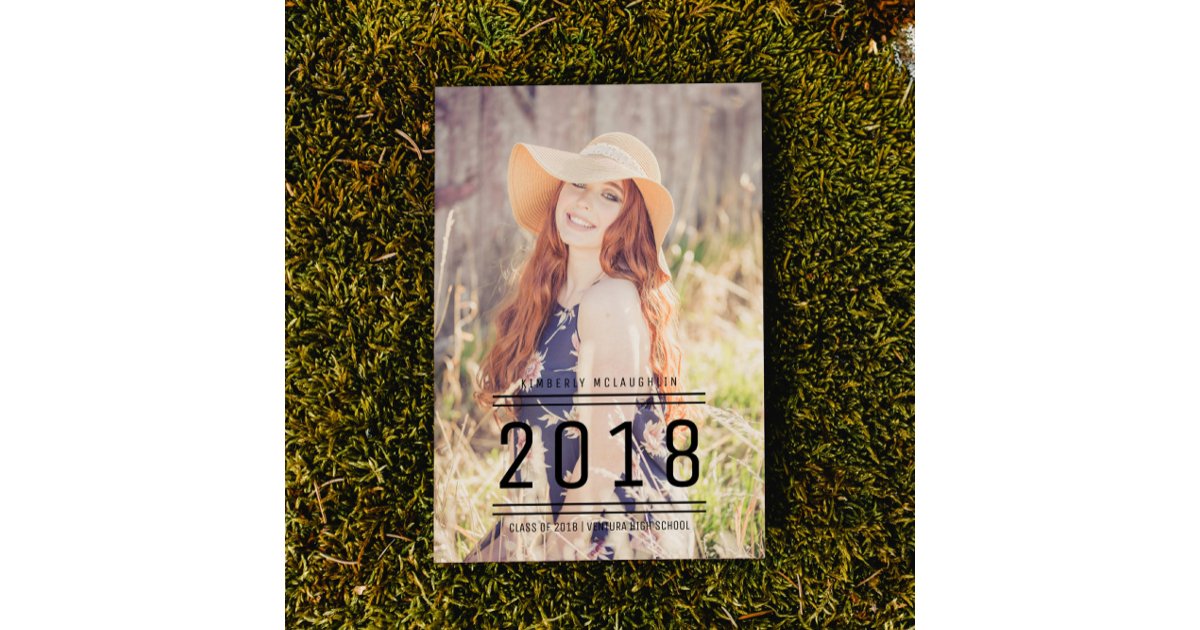 Classic Preppy Graduation Photo Invite | Black | Zazzle