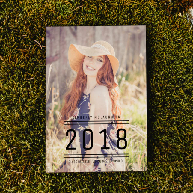 Classic Preppy Graduation Photo Invite | Black | Zazzle