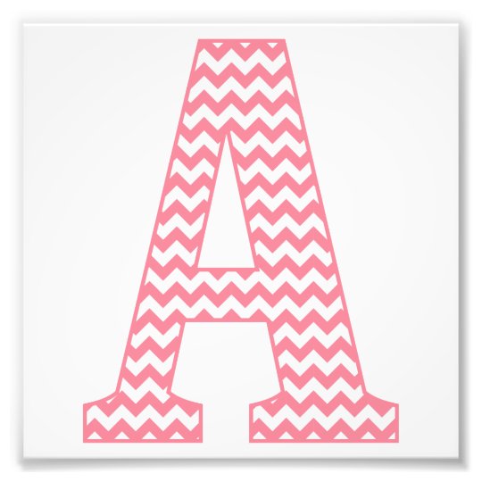 Classic Preppy Pink Chevron Letter A Monogram Photo Print | Zazzle.com