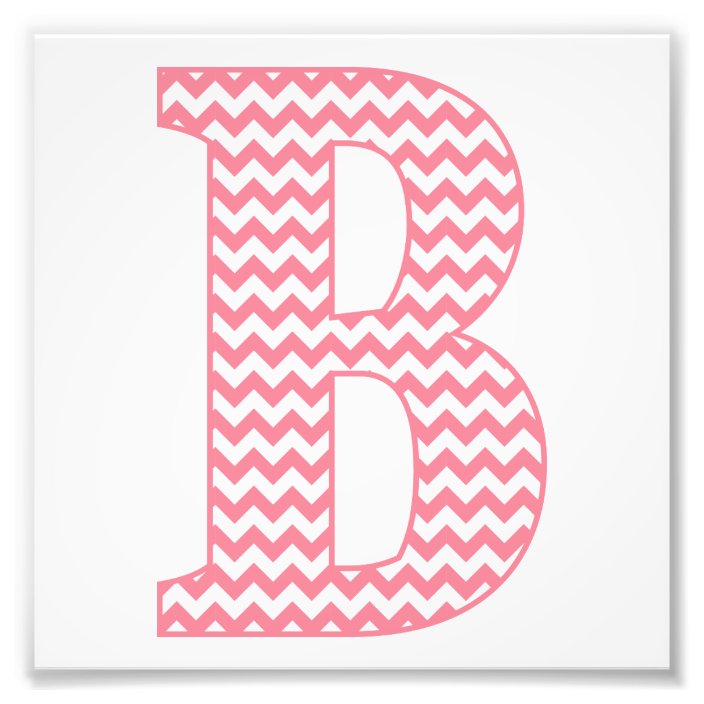 Classic Preppy Pink Chevron Letter B Monogram Photo Print | Zazzle.com