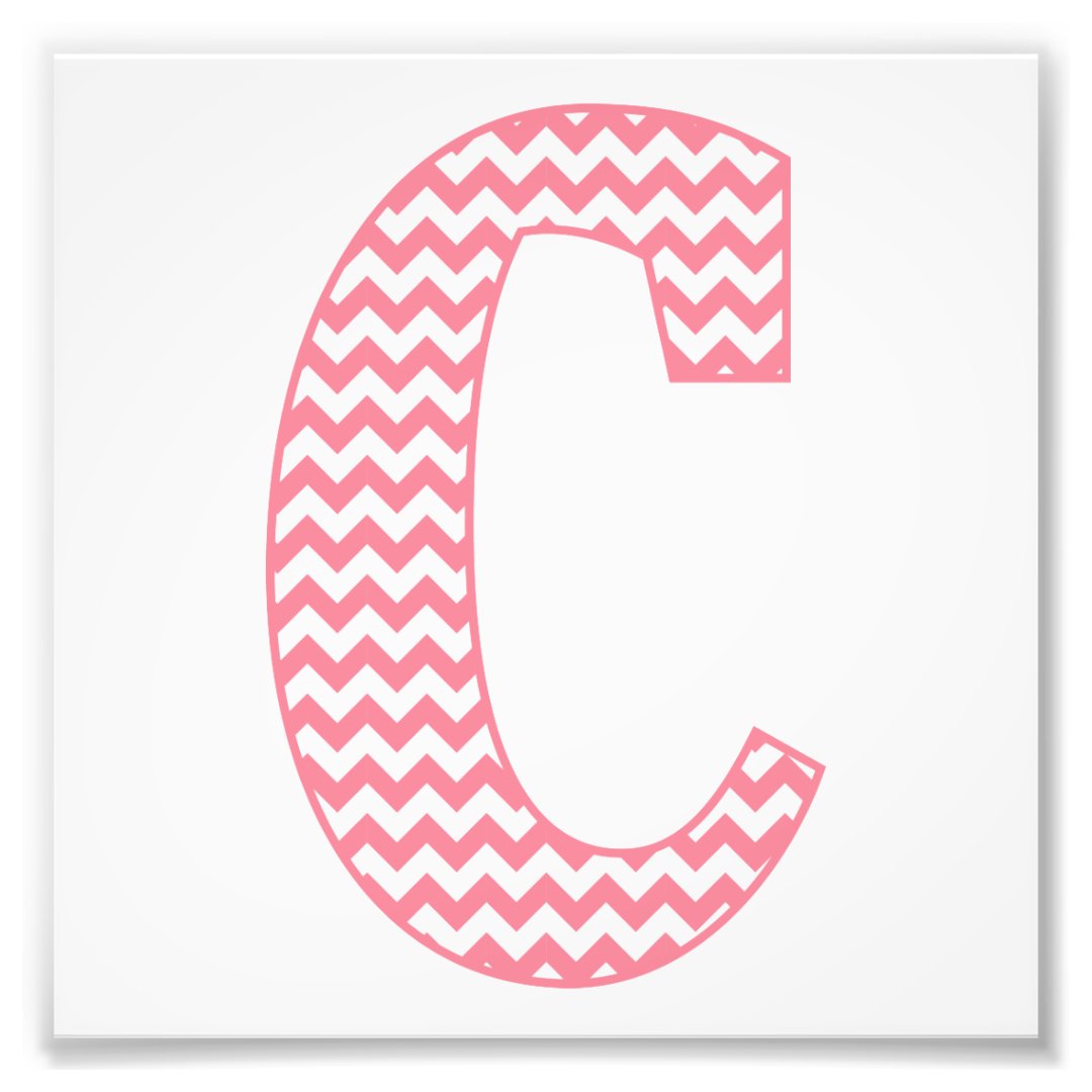 Classic Preppy Pink Chevron Letter C Monogram Photo Print | Zazzle