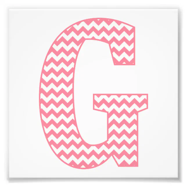 Classic Preppy Pink Chevron Letter G Monogram Photo Print | Zazzle