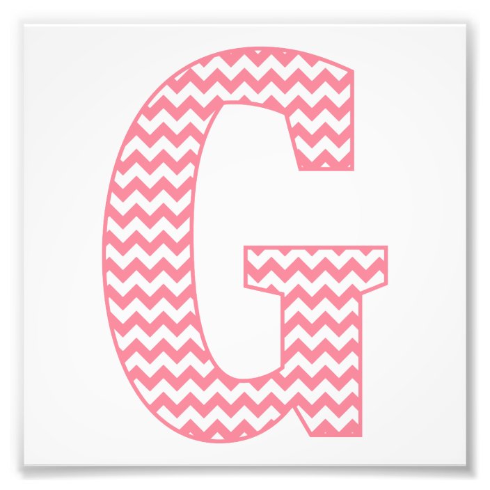 Classic Preppy Pink Chevron Letter G Monogram Photo Print | Zazzle.com