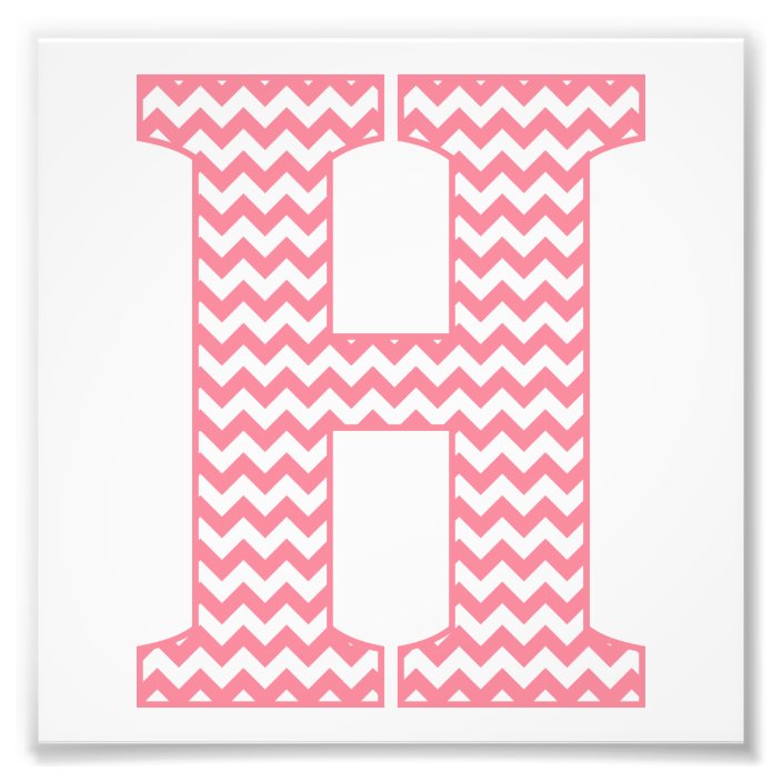 Classic Preppy Pink Chevron Letter H Monogram Photo Print | Zazzle.com