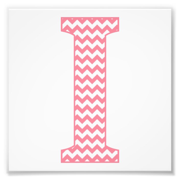 Classic Preppy Pink Chevron Letter I Monogram Photo Print | Zazzle.com