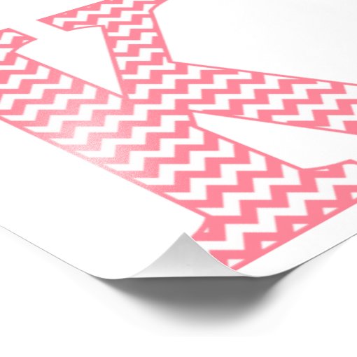 Classic Preppy Pink Chevron Letter K Monogram Photo Print | Zazzle