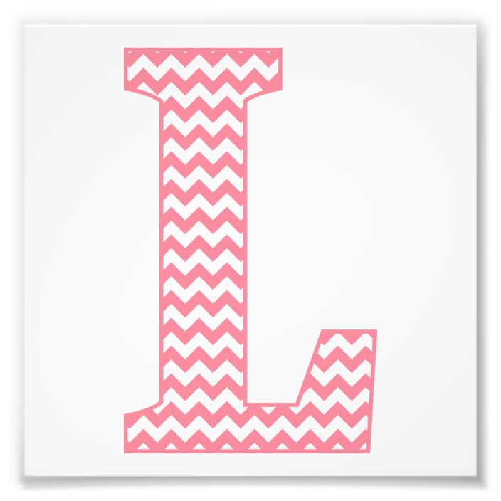 Classic Preppy Pink Chevron Letter L Monogram Photo Print | Zazzle.com