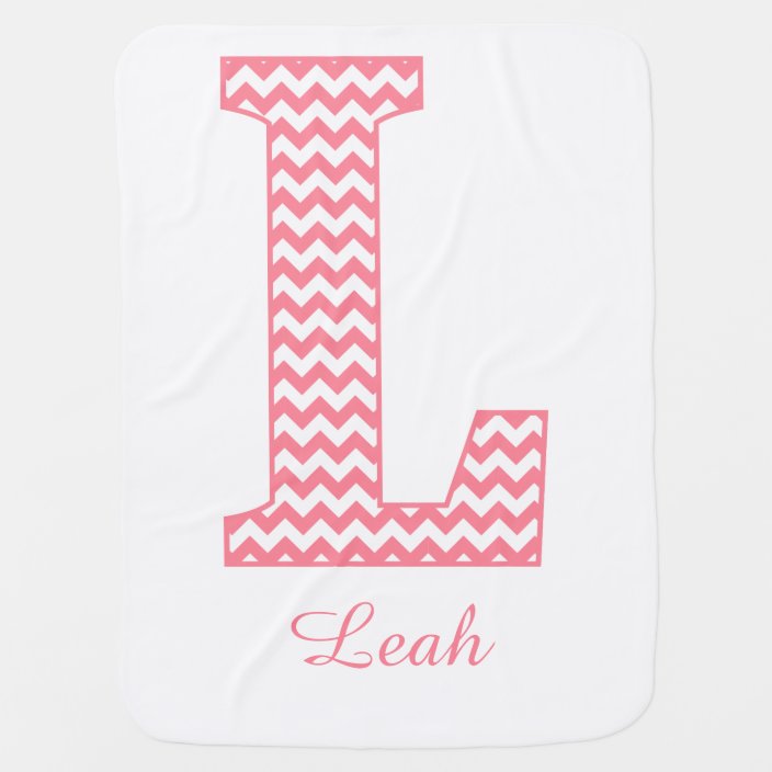 Classic Preppy Pink Chevron Letter L Monogram Receiving Blanket ...